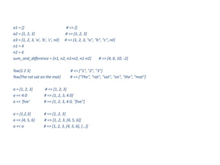 Ruby's Arrays and Hashes with examples | PPTX | Programming Languages | Computing
