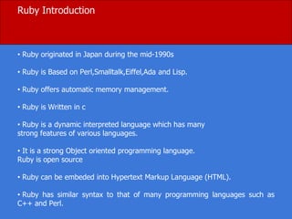 Ruby basics | PPT