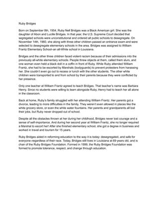 Everything There is to Know About Ruby Nell Bridges | PDF