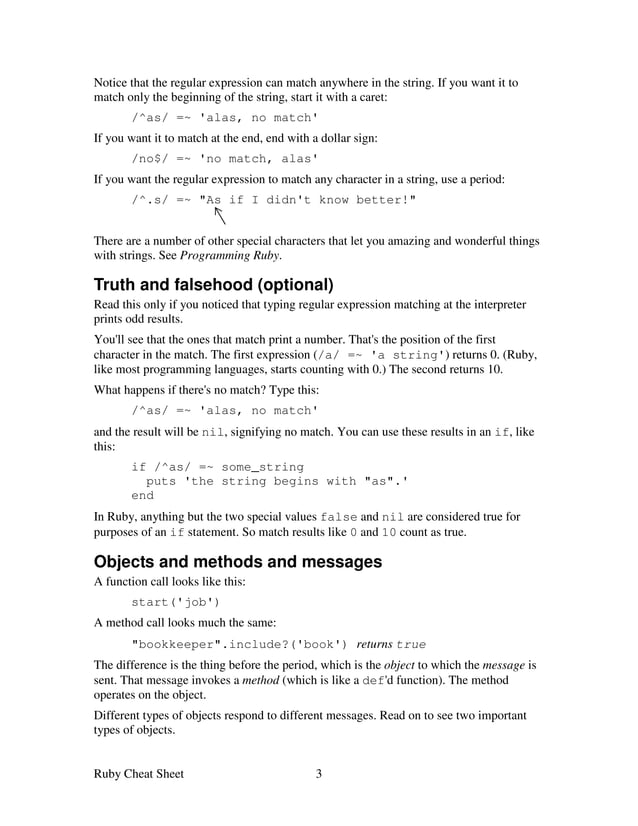 Ruby cheat sheet | PDF