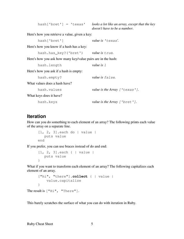 Ruby cheat sheet | PDF