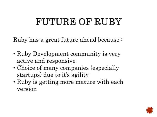 Ruby developers | PPTX | Programming Languages | Computing