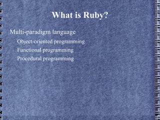 Ruby for newbies Lake Ainsworth | PPT
