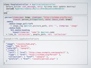 Hypermedia: The Missing Element to Building Adaptable Web APIs in Rails (増補日本語版) | PPT