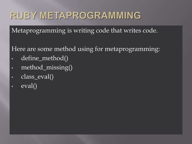 Ruby Metaprogramming | PPTX