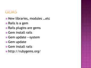 Ruby on rails - Ruby Basics | PPT