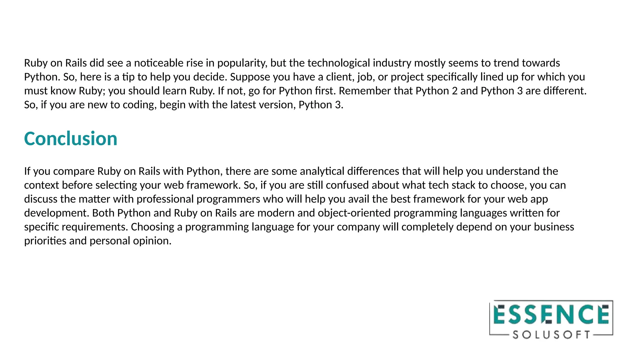 Ruby on Rails vs Python A Detailed Comparison to Know Which is Better ...