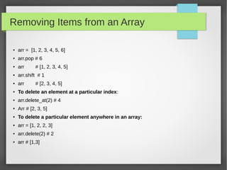 Ruby Basics by Rafiq | ODP | Programming Languages | Computing