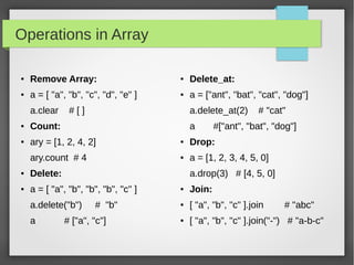 Ruby Basics by Rafiq | ODP | Programming Languages | Computing