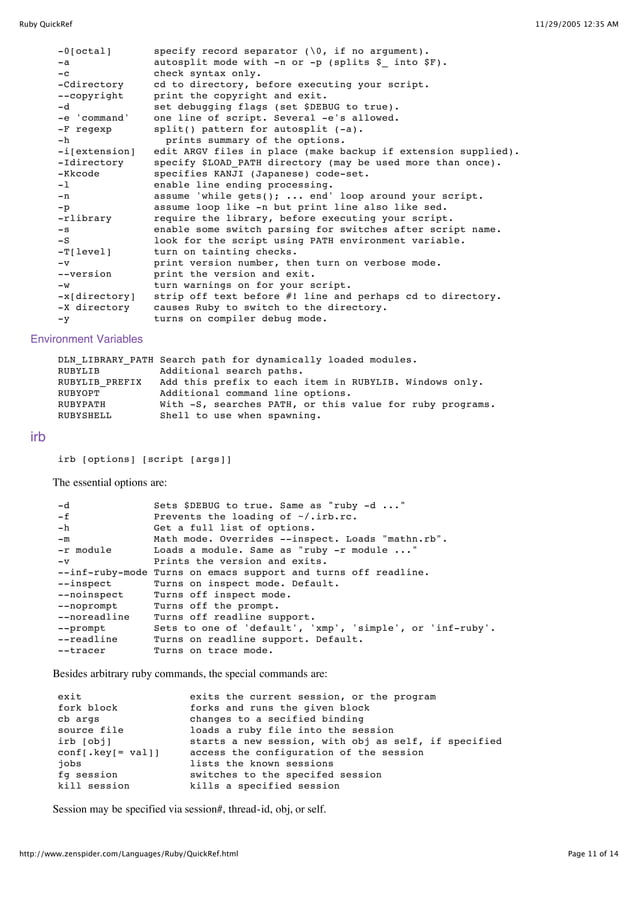 Ruby quick ref | PDF