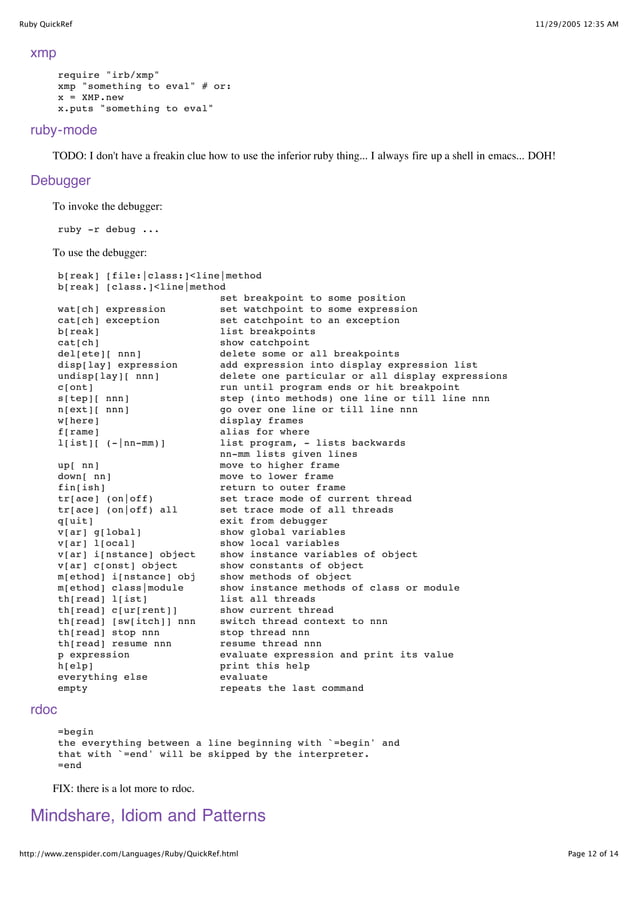 Ruby quick ref | PDF