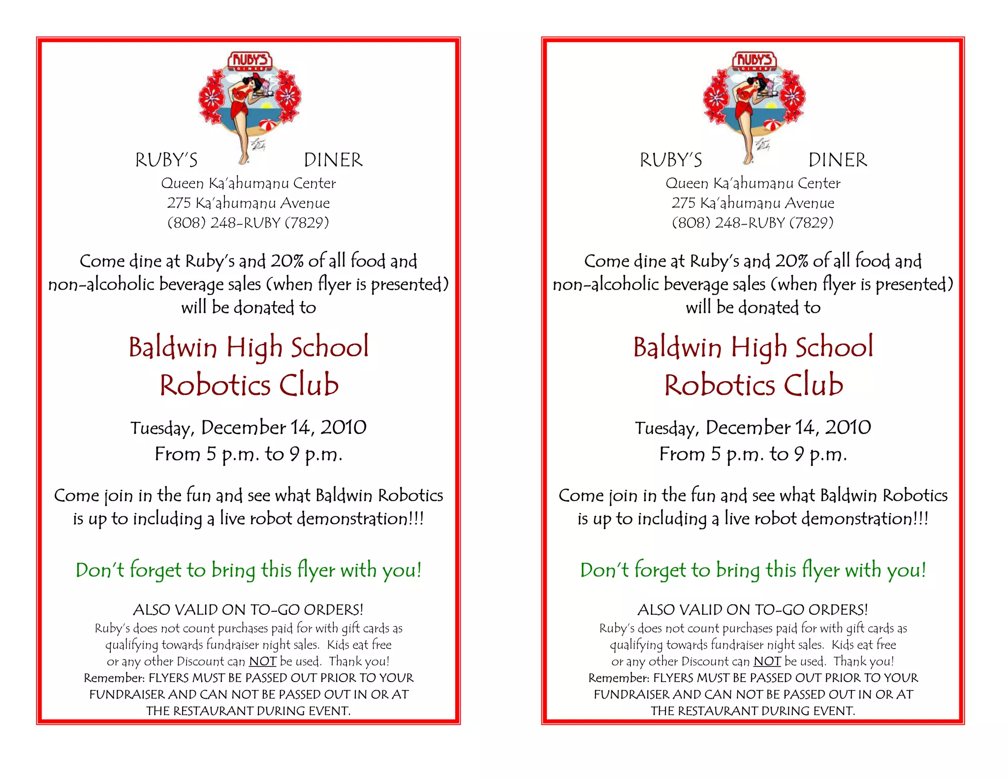 Baldwin High School Robotics Club Fundraiser Flyer | PDF