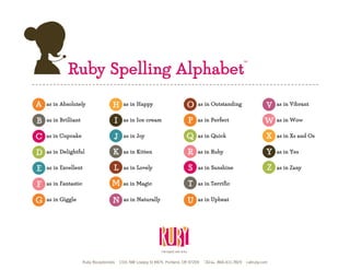 Ruby Spelling Alphabet | PDF