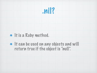 Different between .nil?, .empty?, .bank?, .present? and .any? | PDF | Programming Languages ...