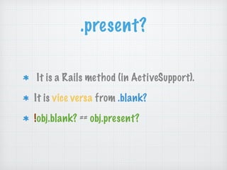 Different between .nil?, .empty?, .bank?, .present? and .any? | PDF | Programming Languages ...