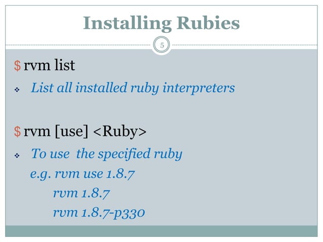 Ruby version manager | PPT