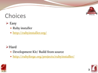 Ruby on Windows - HOW TO install and set up | PPT