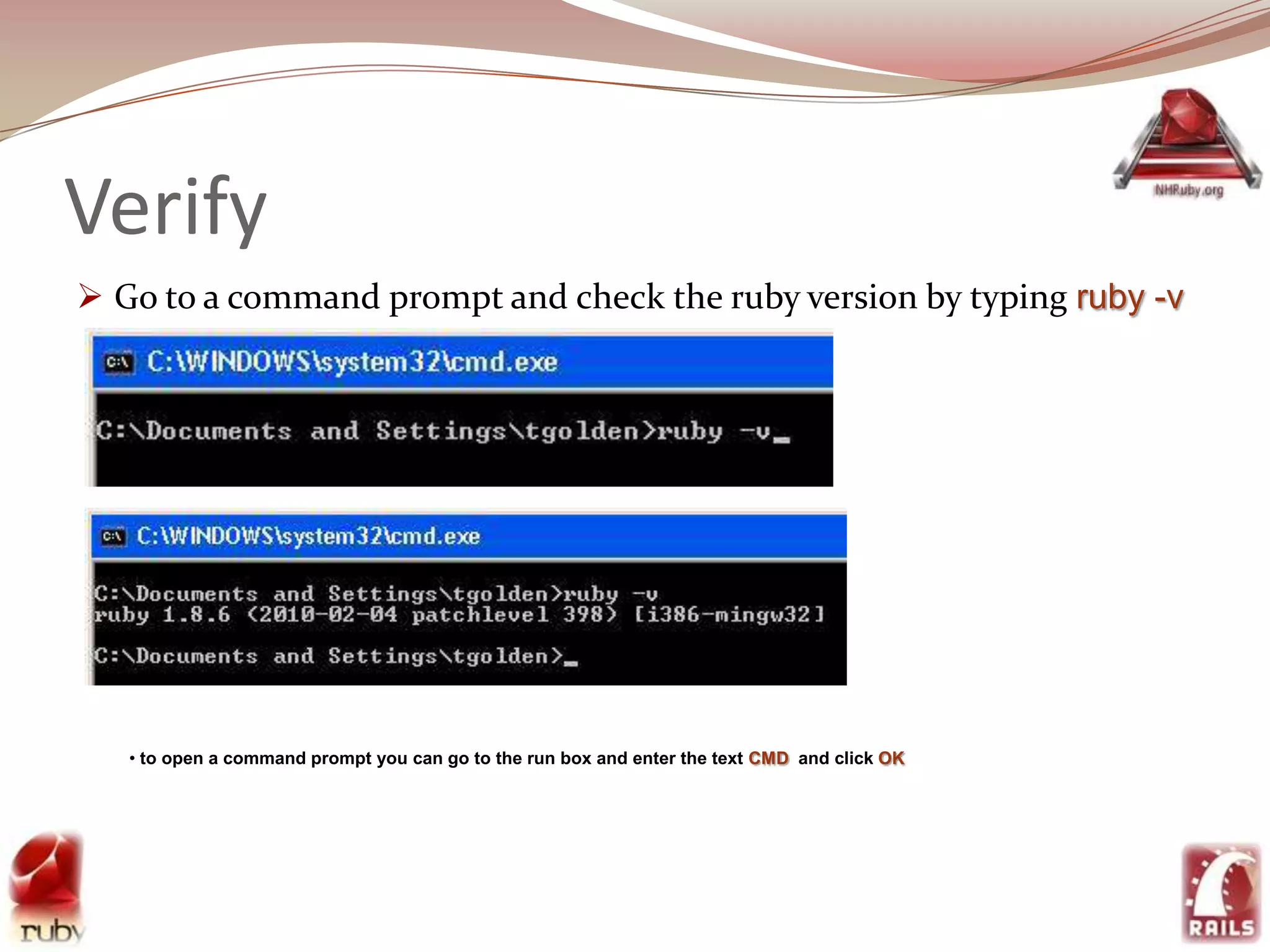 Ruby windows | PPTX | Programming Languages | Computing