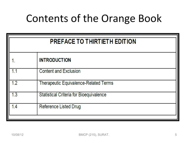 Orange book | PPT | Pharmaceutical Industry | Industries