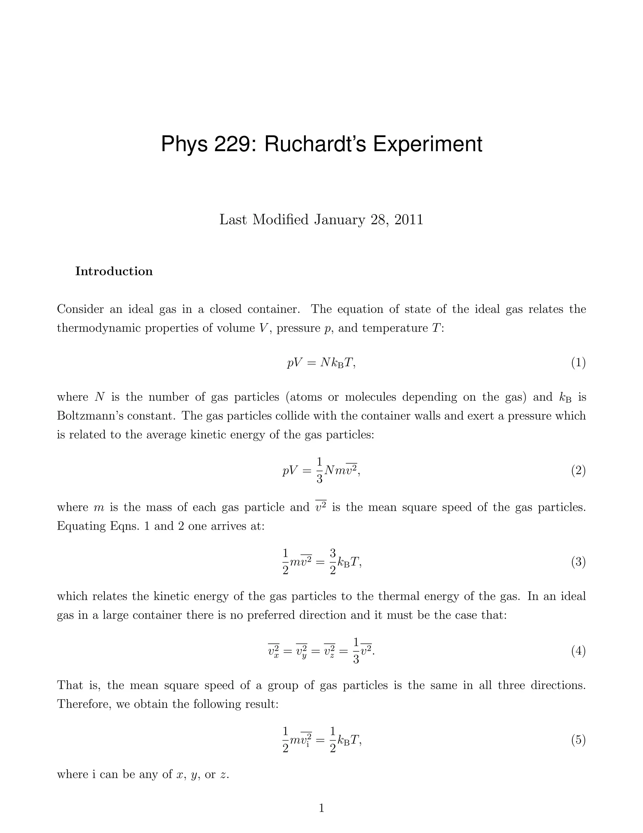 Ruchardt’s experiment | PDF