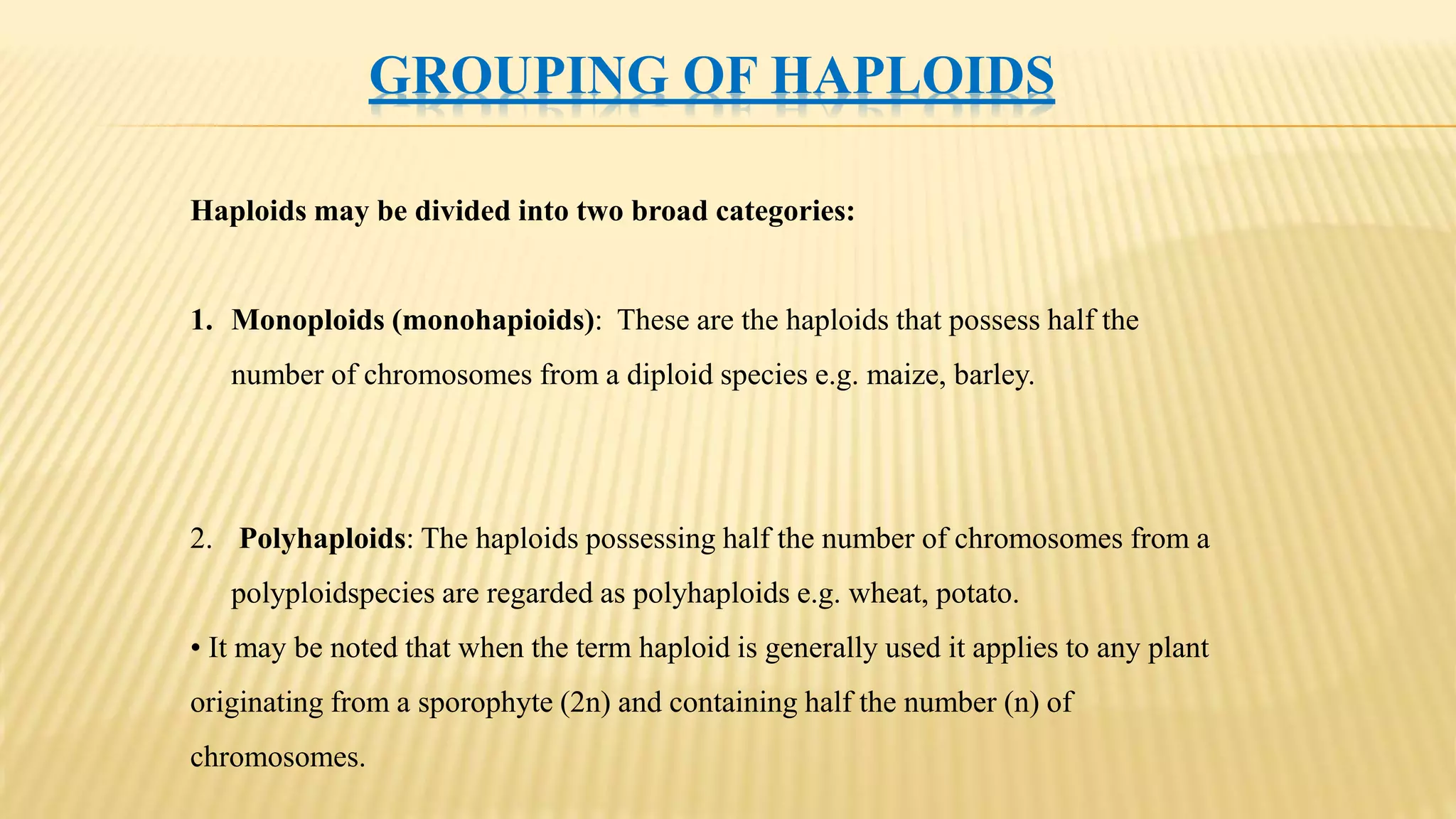 Haploid plant production and germplasm conservation of plants | PPTX