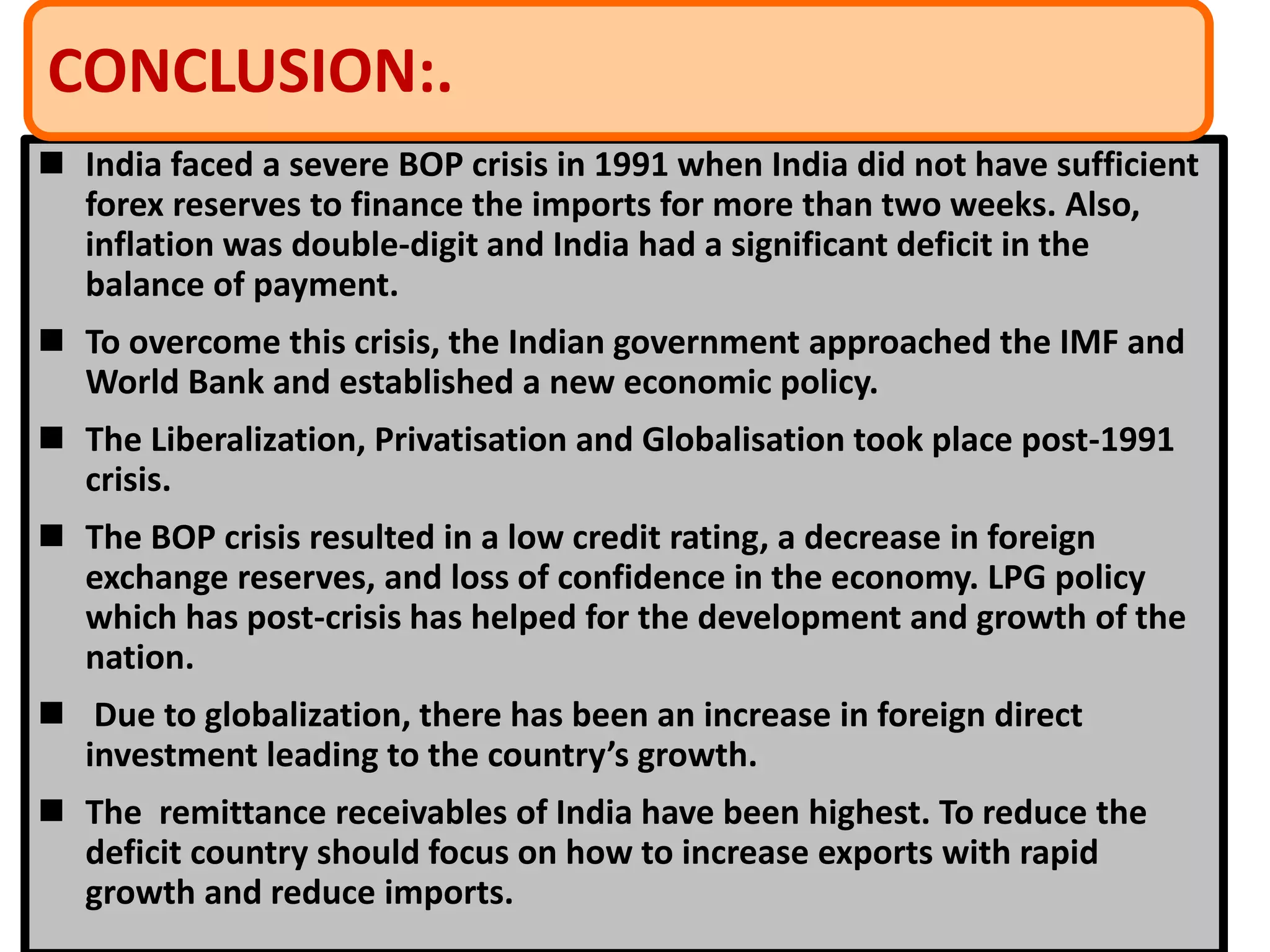 India's Balance Of Payment since 1991 | PPTX