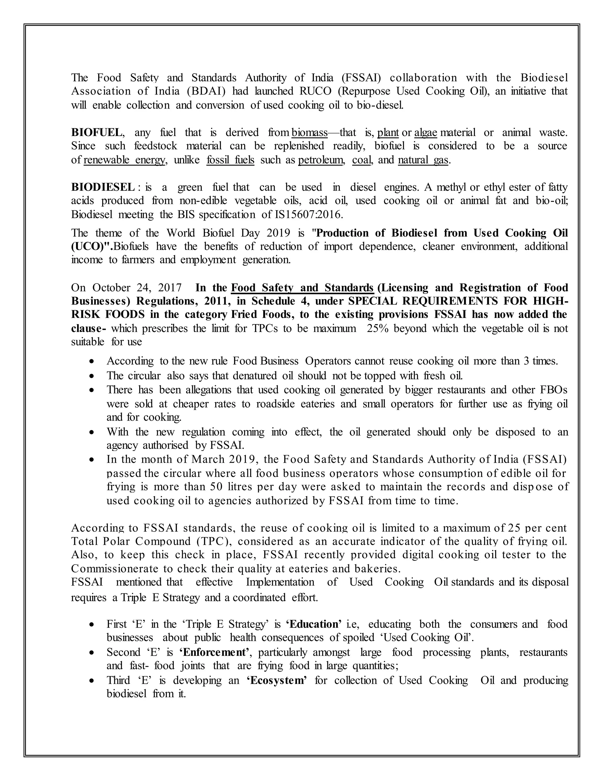 Ruco to biodiesel | DOCX
