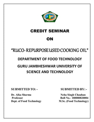 Ruco to biodiesel | DOCX