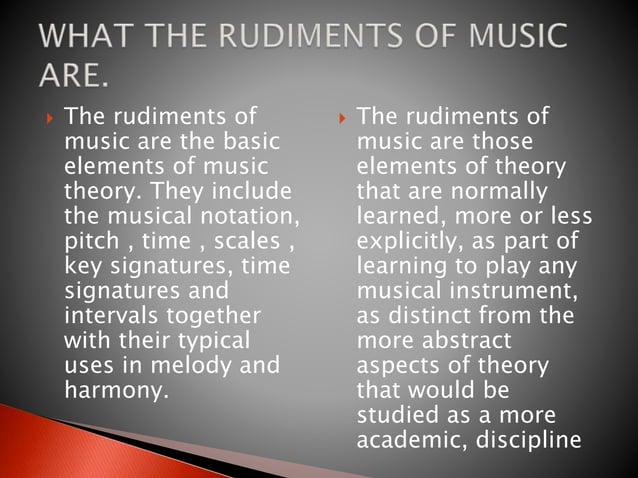 Rudiments of music | PPTX | Classical Music | Music