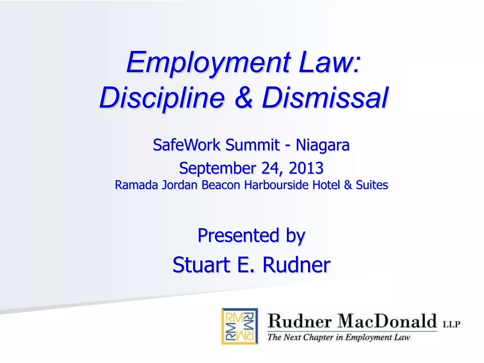 Employment Law: Discipline & Dismissal | PPTX
