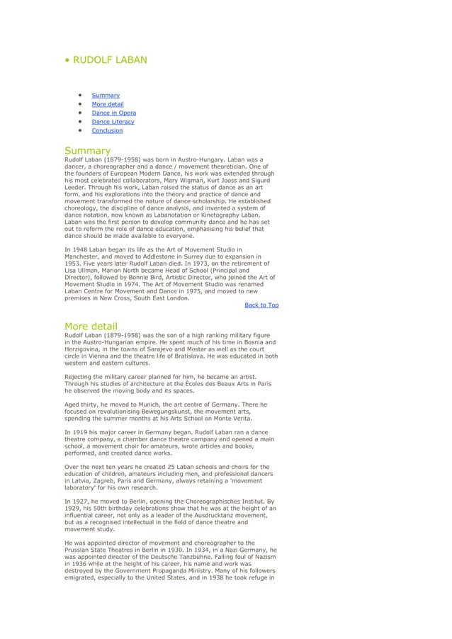 Rudolf laban | DOCX | Classical Music | Music