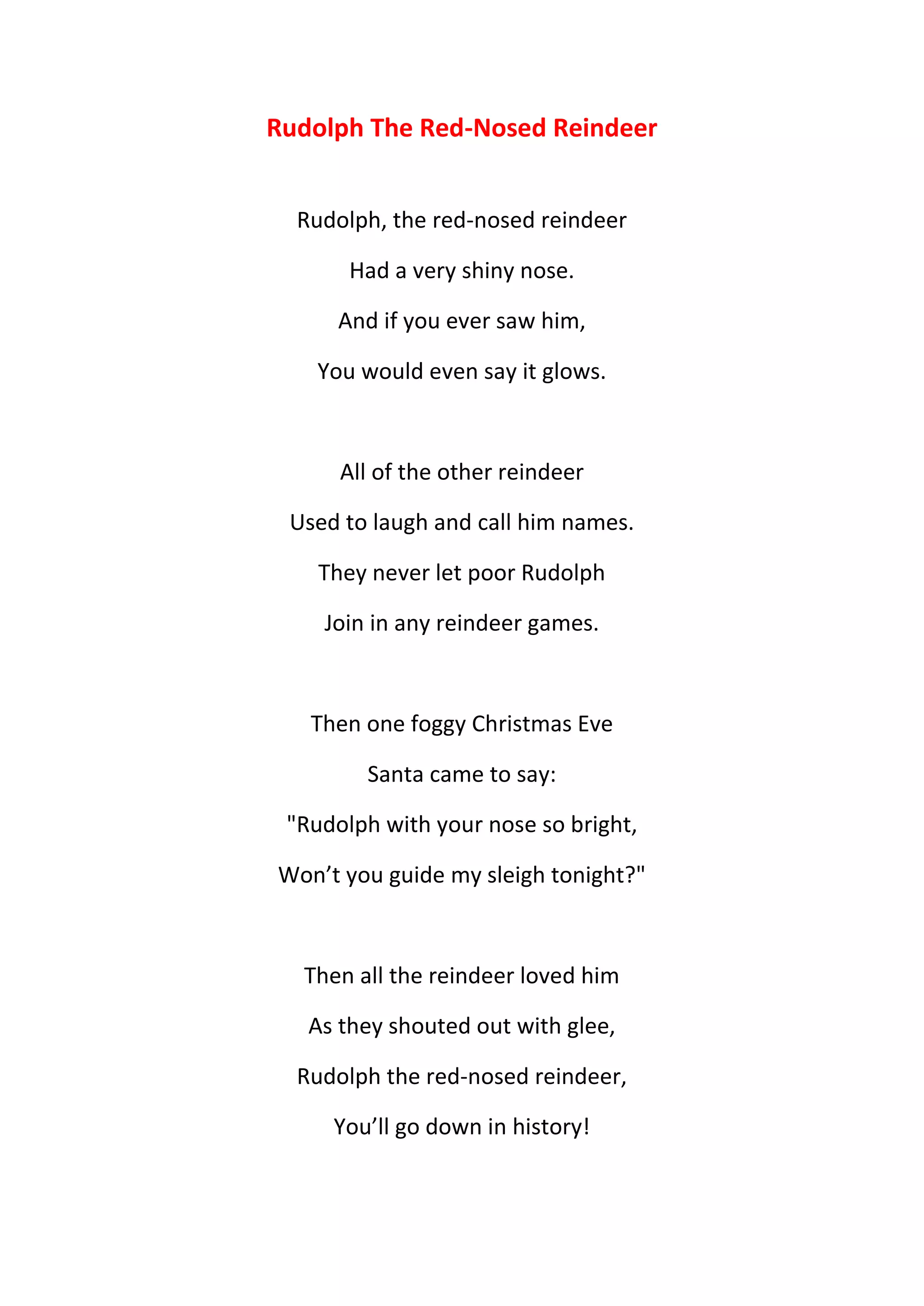Rudolph the red nosed reindeer song | DOCX