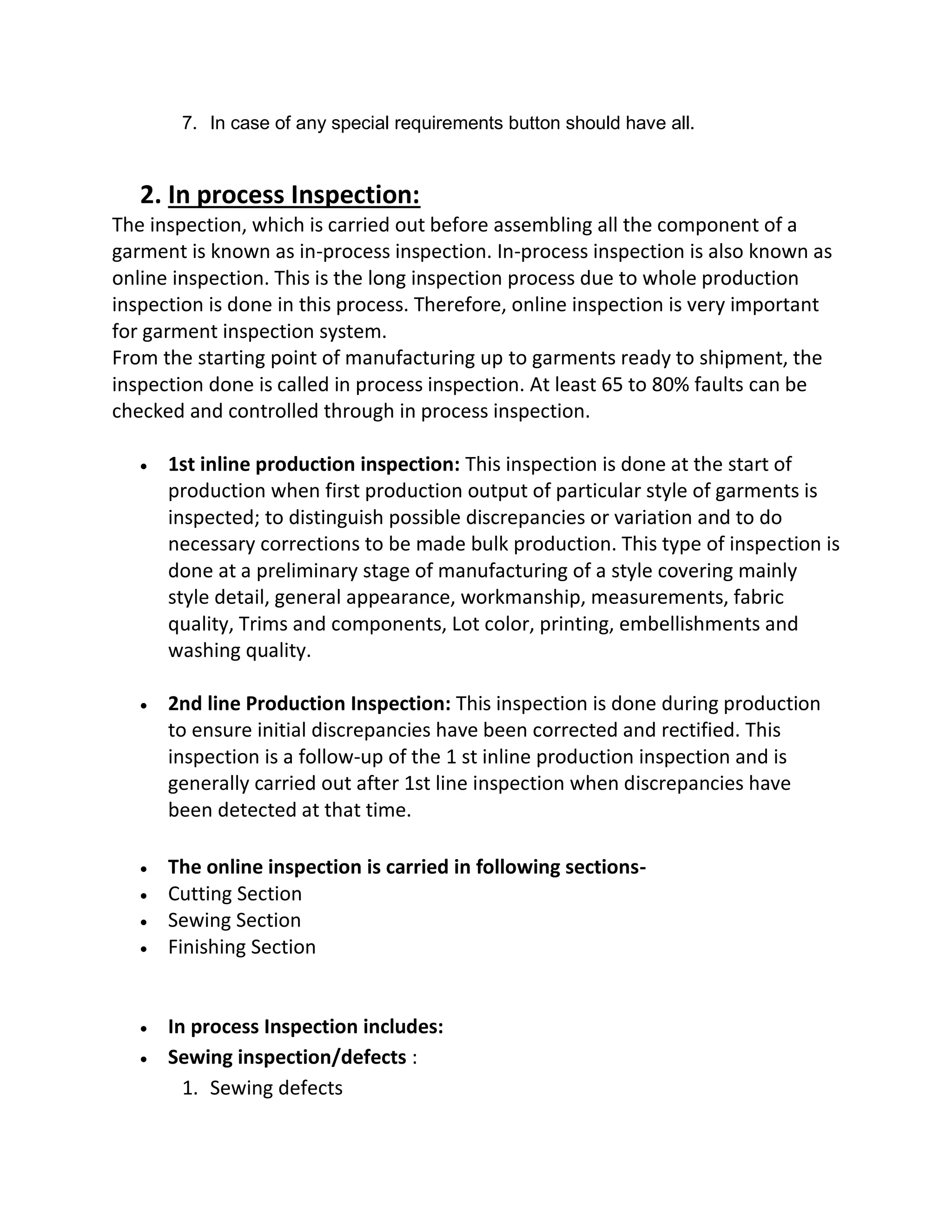 Assignment on Garments Inspection System | PDF
