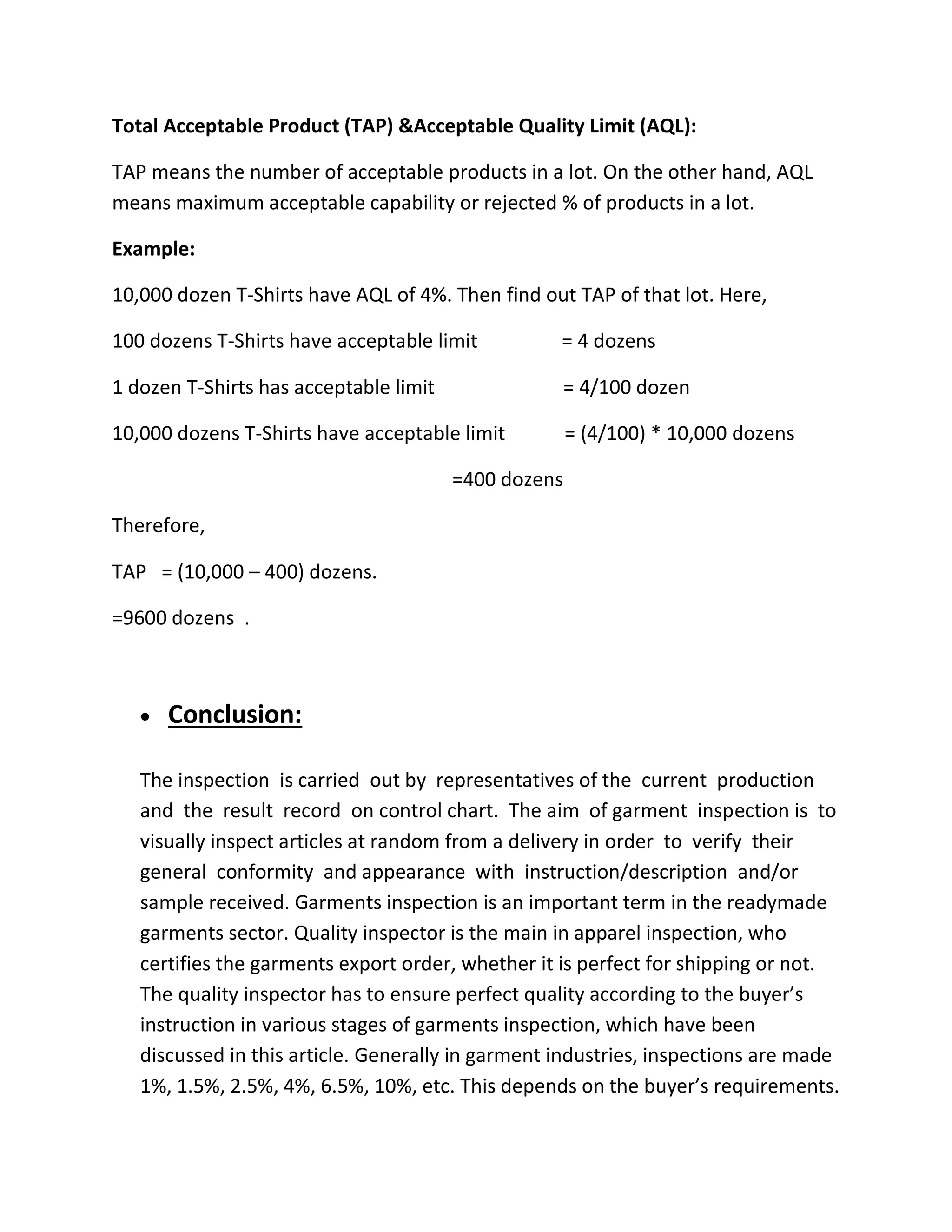 Assignment on Garments Inspection System | PDF