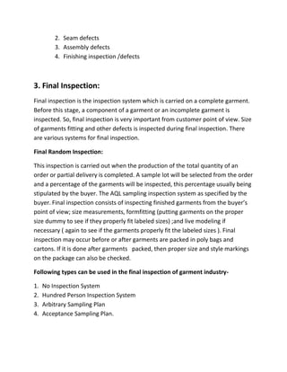 Assignment on Garments Inspection System | PDF