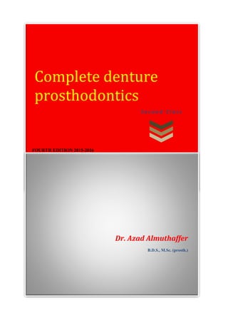 Complete denture prosthodontics 2016 | PDF