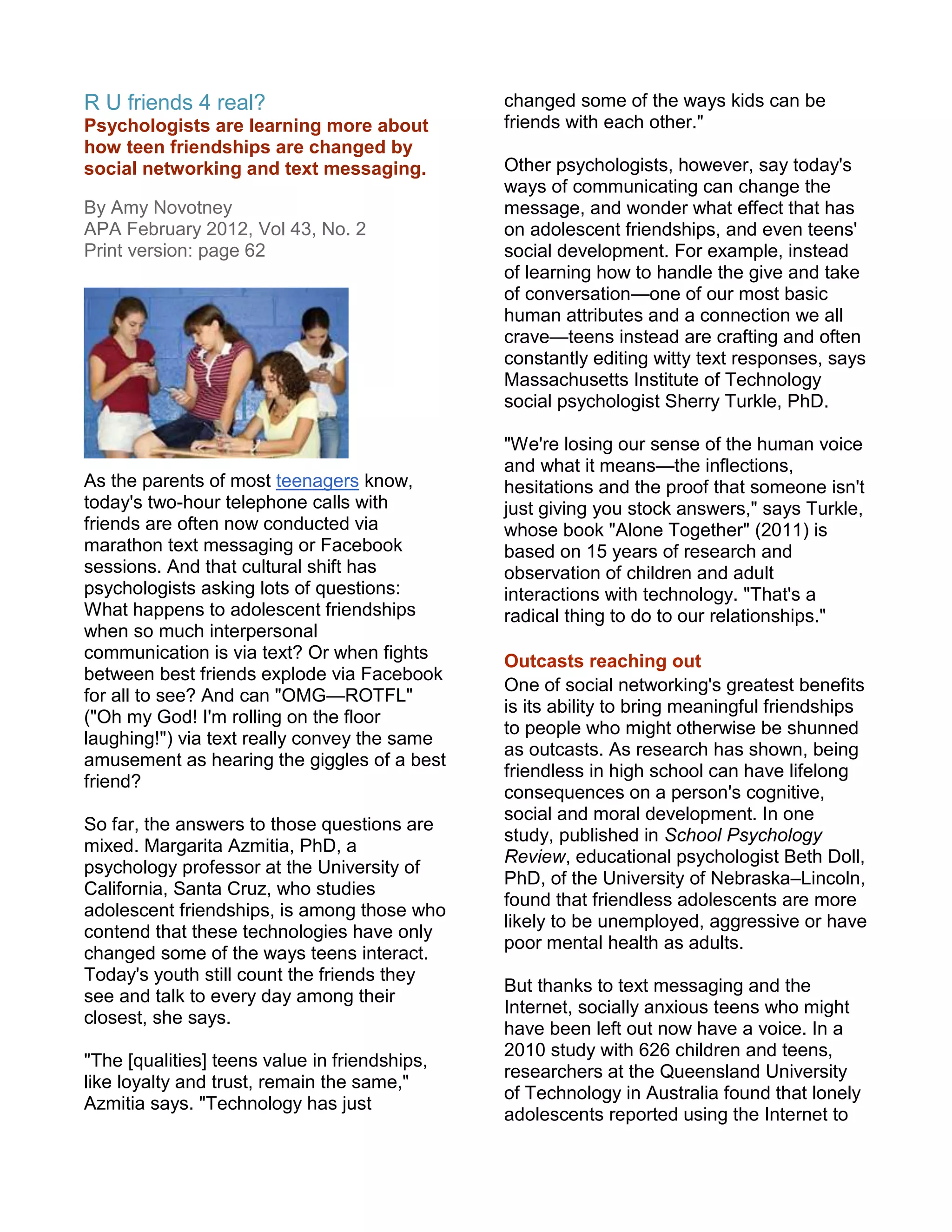 R u friends 4 real | DOCX