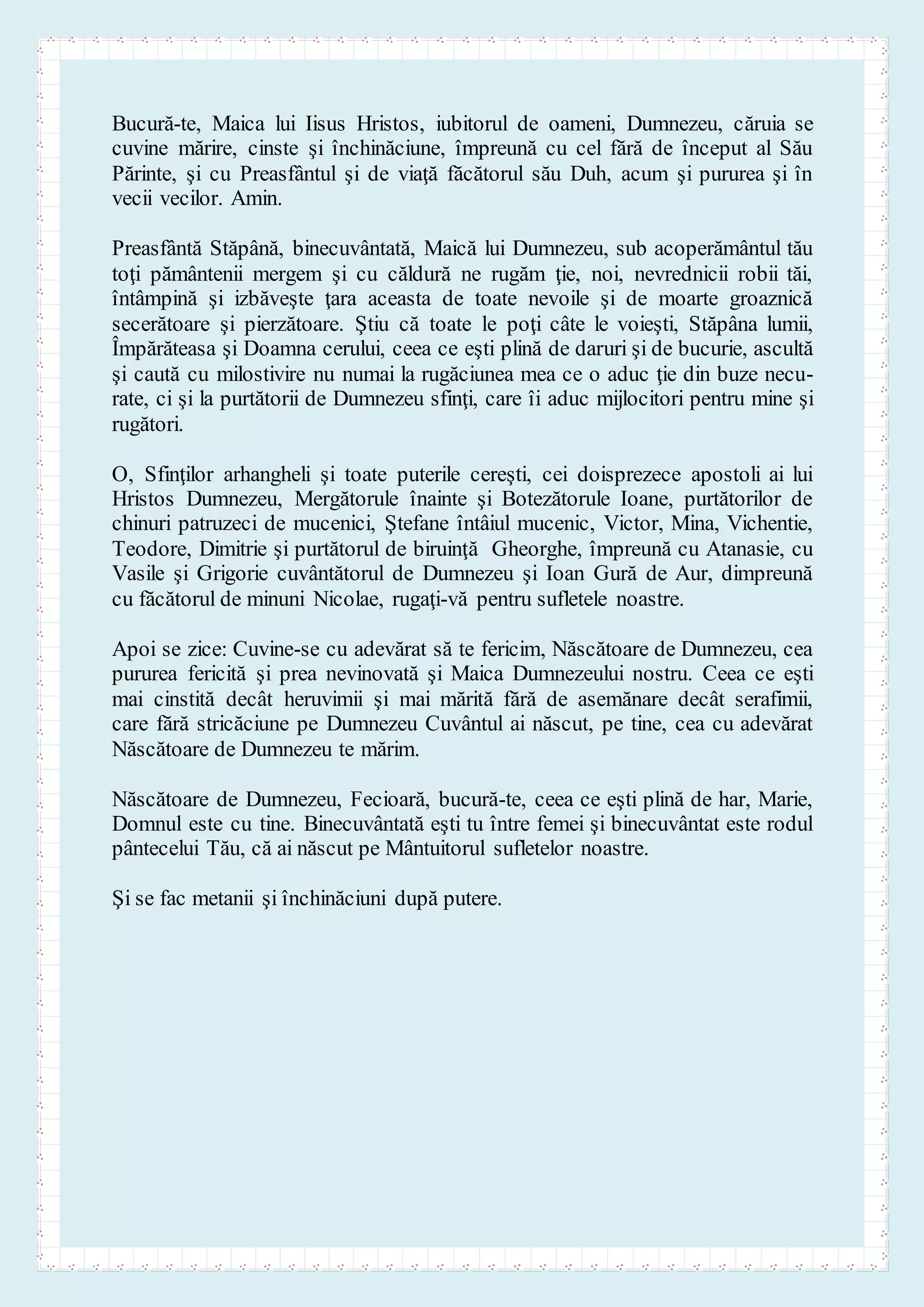 Rugăciunea Maicii Domnului - Milostivirea | DOCX