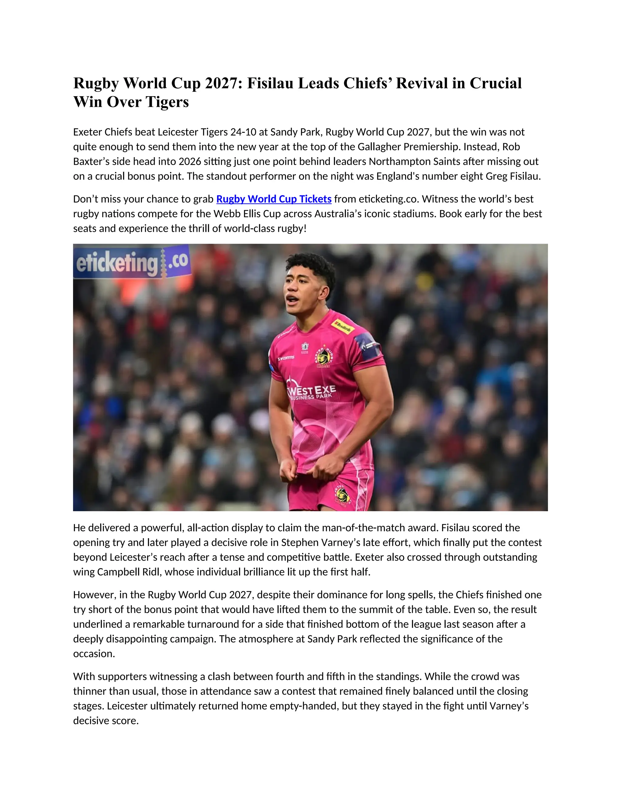 Rugby World Cup 2027 Fisilau Leads Chiefs’ Revival in Crucial Win Over ...