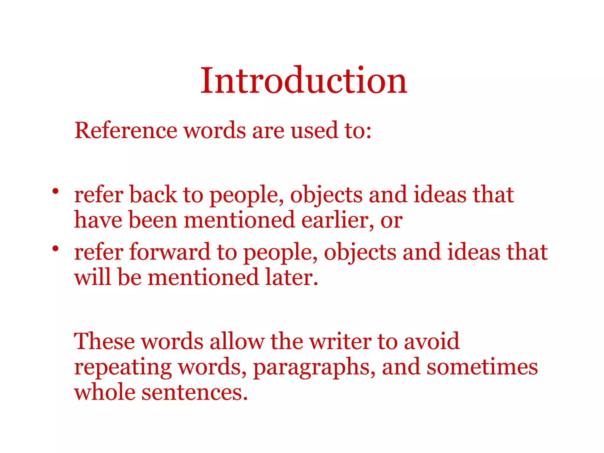 Cohesion: Reference Words | PPT
