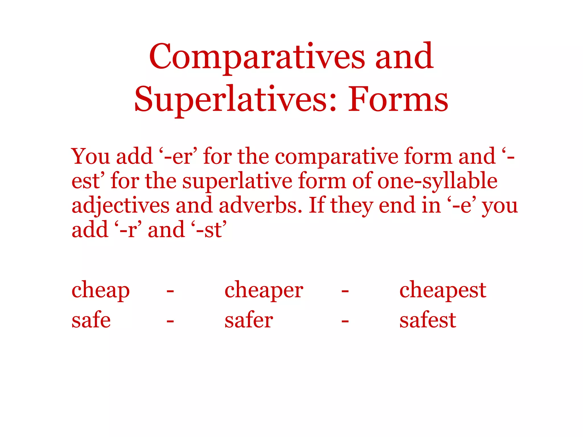 Comparatives and superlatives: forms | PPT
