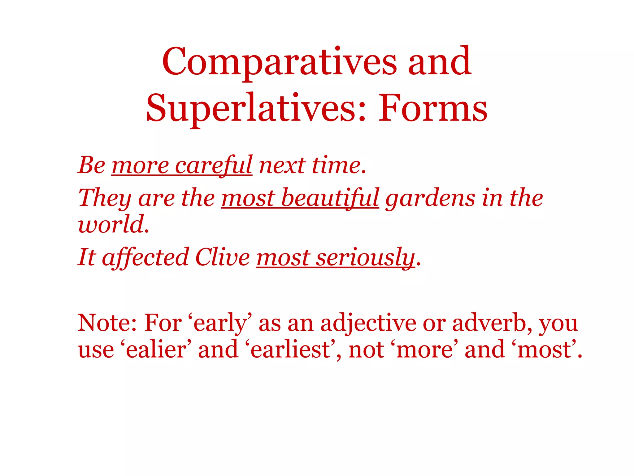 Comparatives and superlatives: forms | PPT