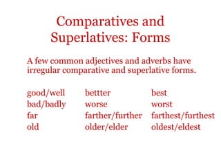 Comparatives and superlatives: forms | PPT