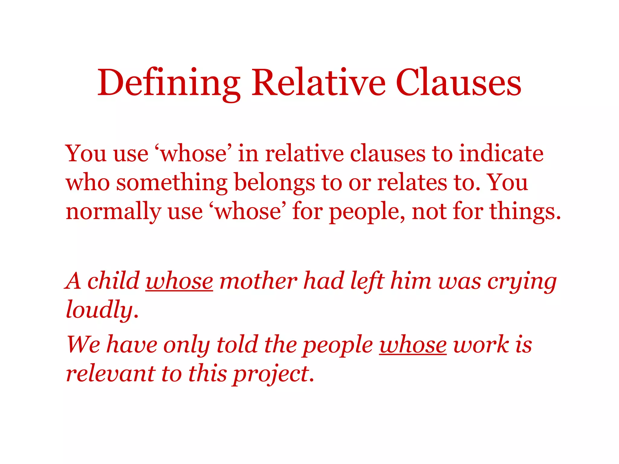 Defining relative clauses | PPT