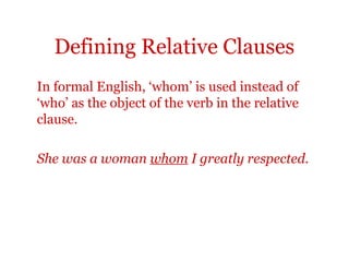 Defining relative clauses | PPT