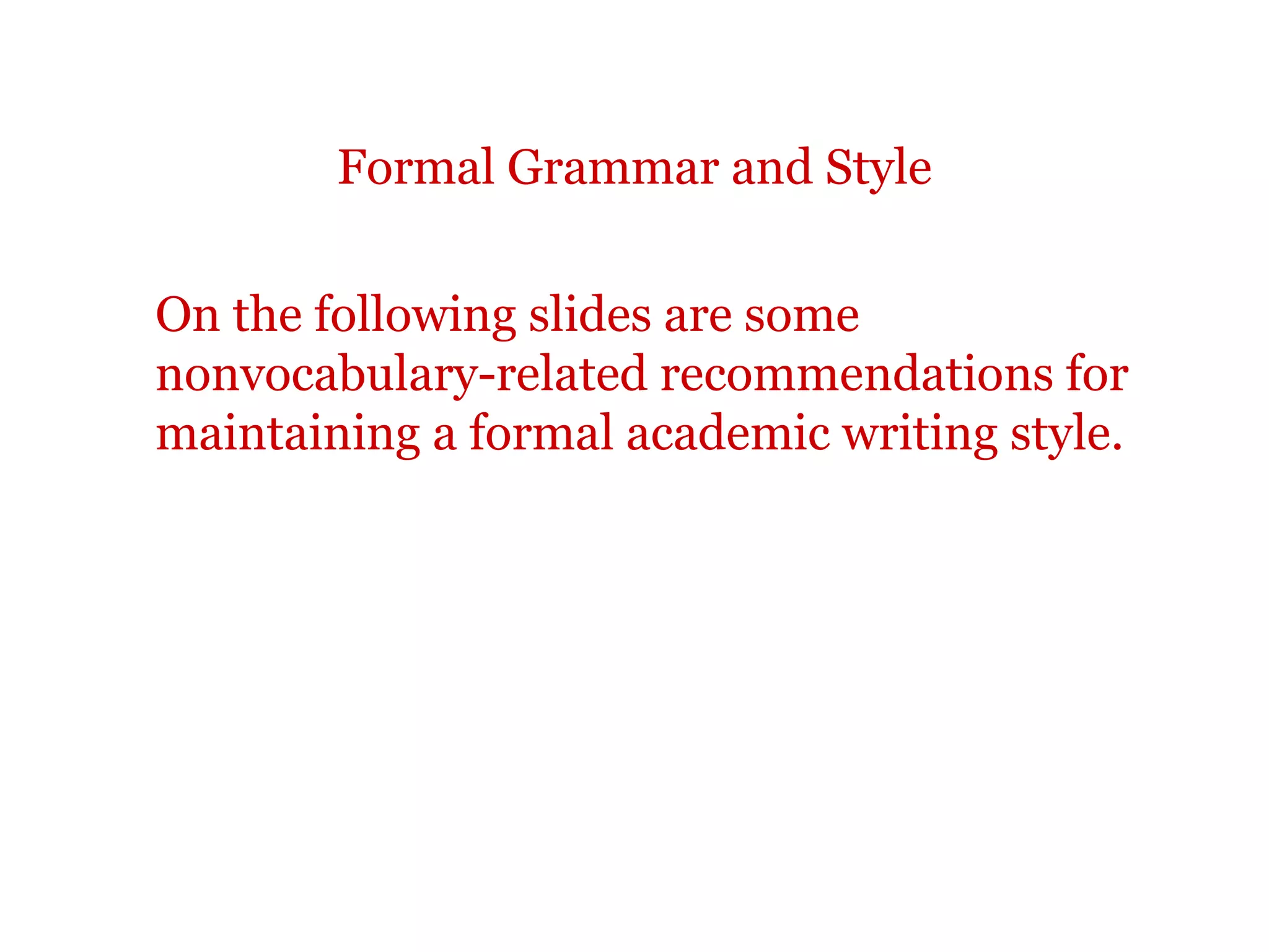 Formal grammar and style | PPT