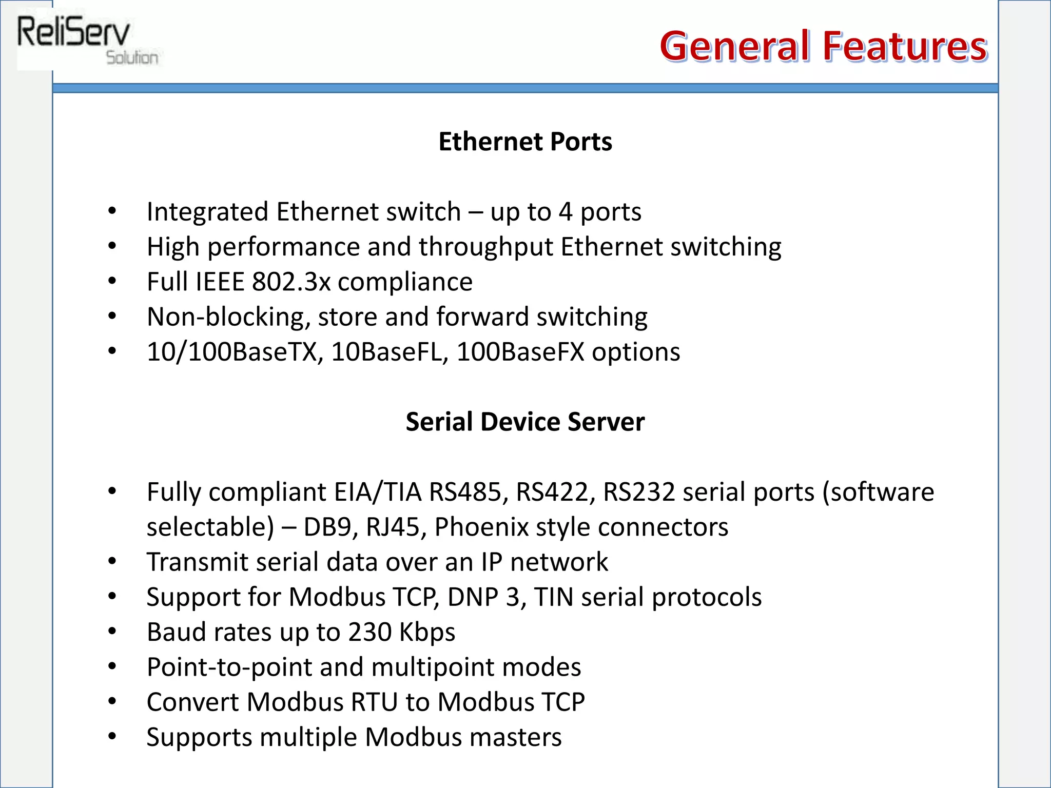Ruggedcom Rs400 Serial Device Server Ppt