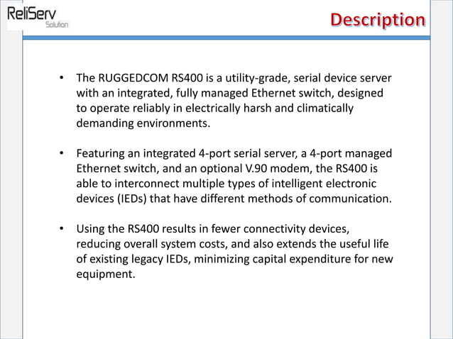 Ruggedcom rs400 serial device server | PPT