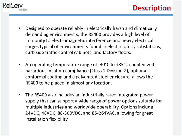 Ruggedcom rs400 serial device server | PPT