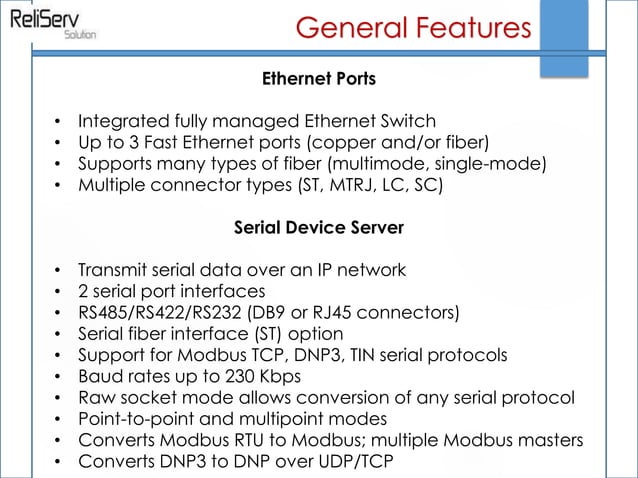 RUGGEDCOM RS910 serial device server | PPT
